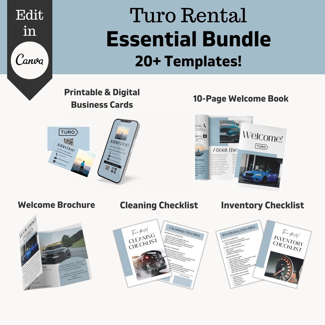 Turo Rental Essential Host Bundle, Turo Rental Welcome Book, Rental Car ...