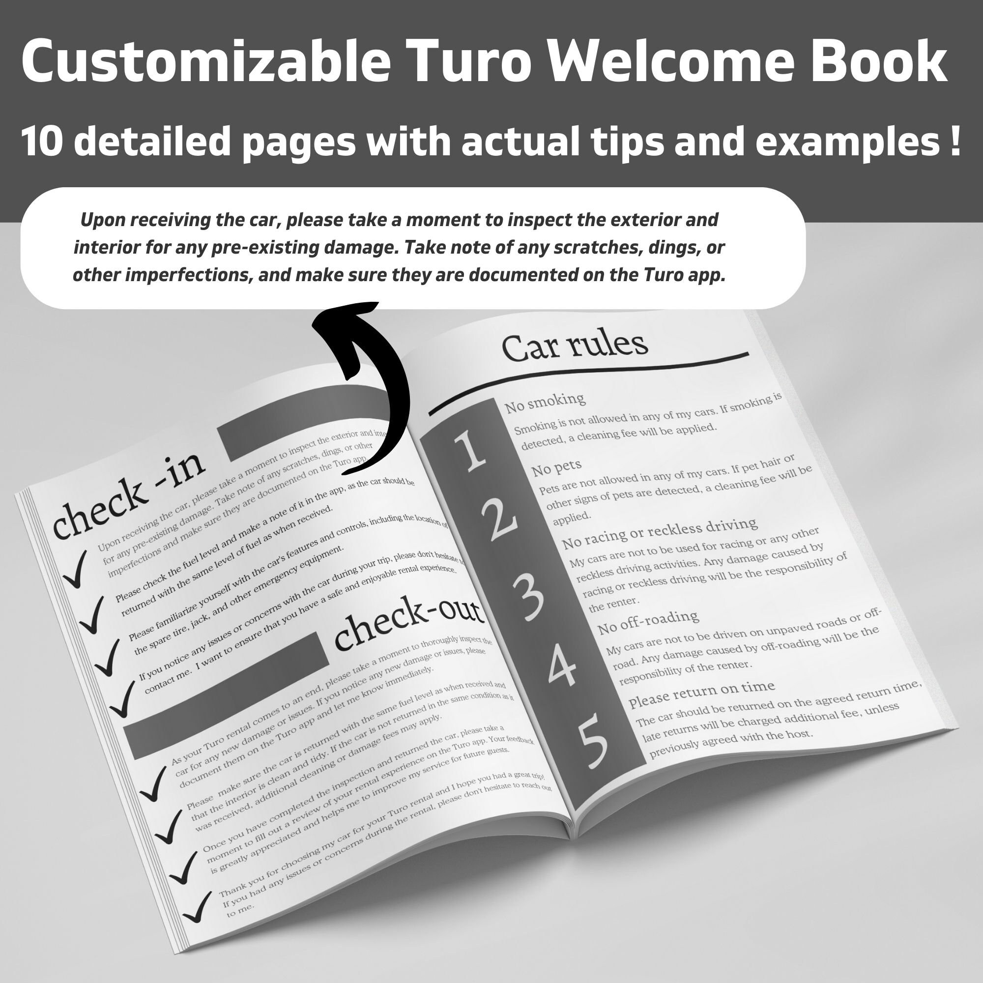 Turo Welcome Book & Profit Tracker Bundle, Car Rental Guide Book ...