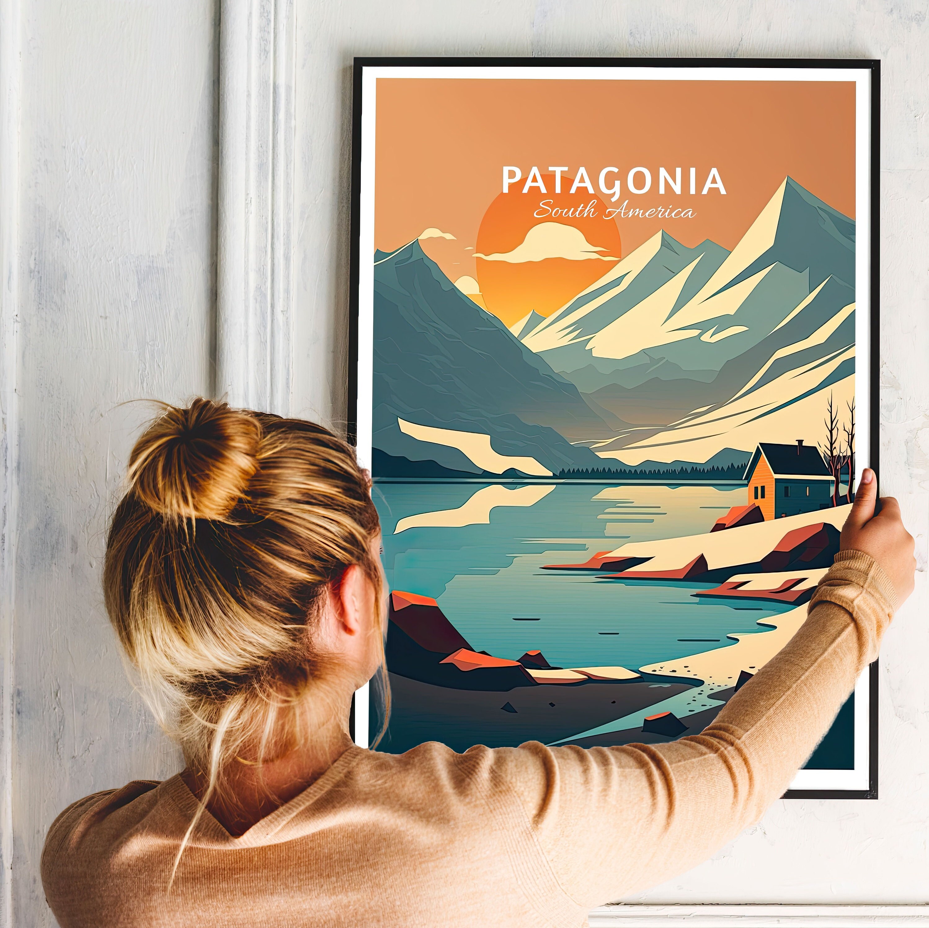 Patagonia traditional travel print - South America, Chili print, South ...