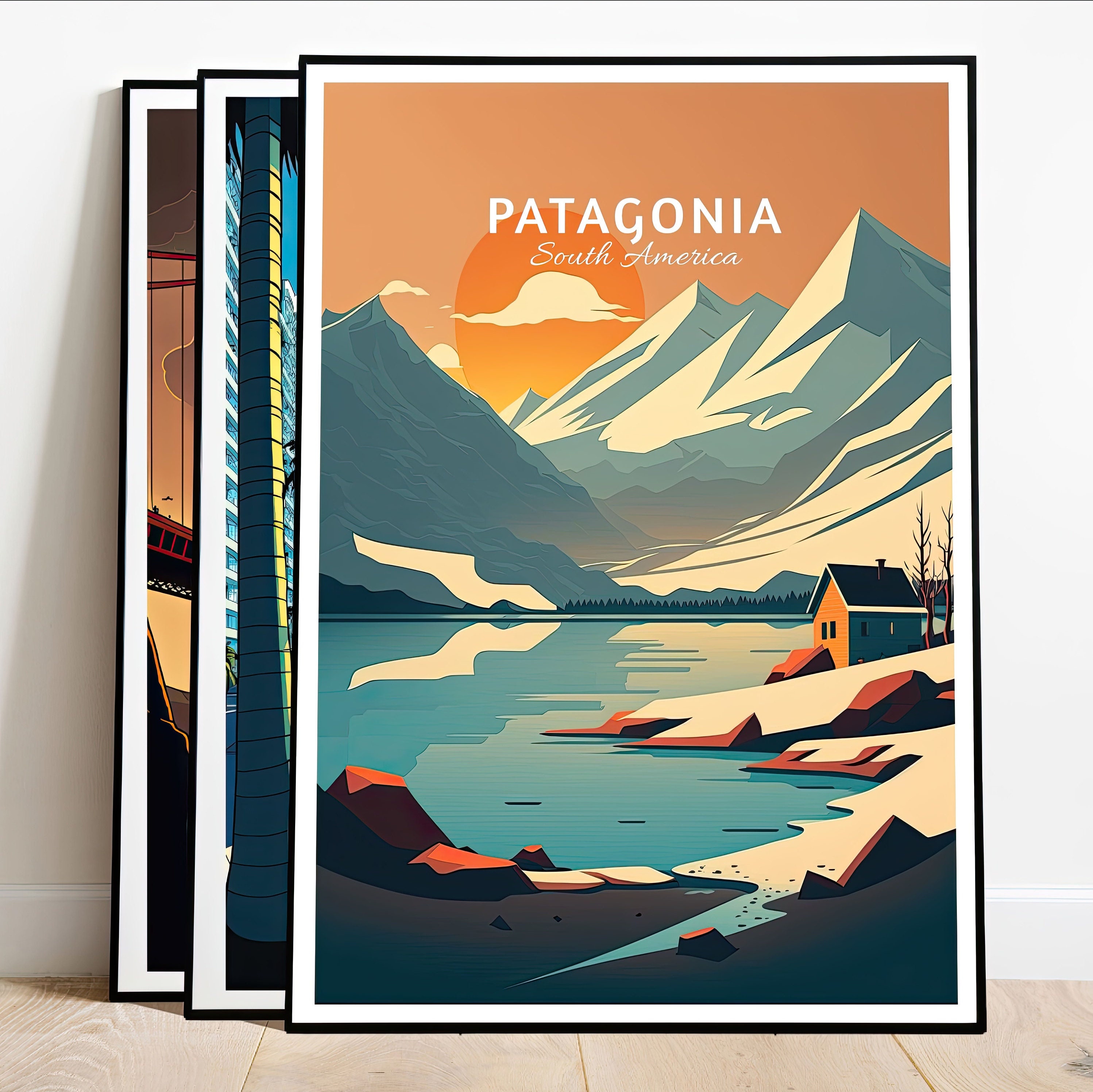 Patagonia traditional travel print - South America, Chili print, South ...