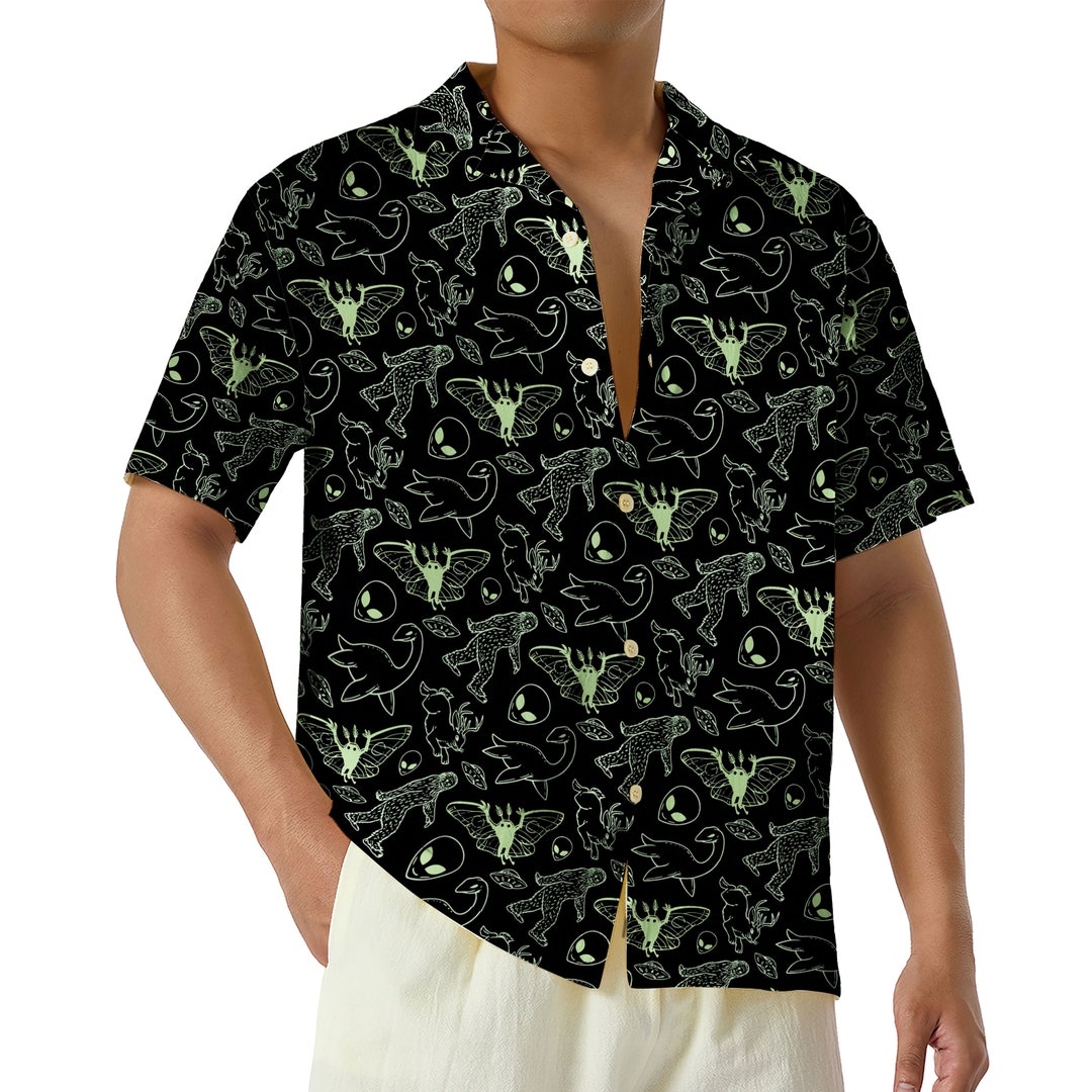 Mothman Vintage Style Hawaiian Shirt Cryptid Button up Shirt ...