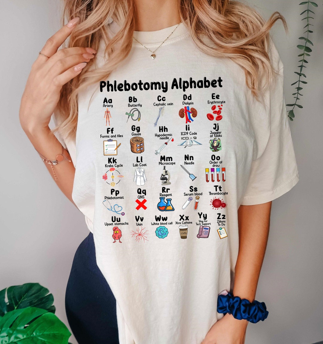 Phlebotomist Nurse Shirt, Phlebotomy Alphabet Shirt, Phleb Abcs Shirt ...