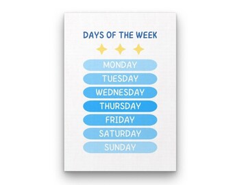 Days of the Week Educational Poster for Kids Classroom Visual Learning ...