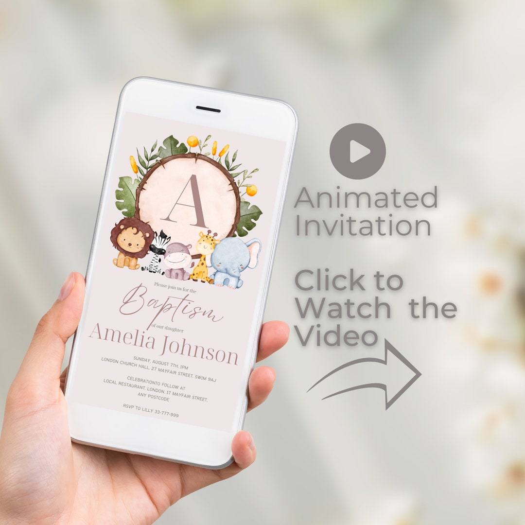 Baptism Animated Video Invitation Girl Boy Christening - Etsy