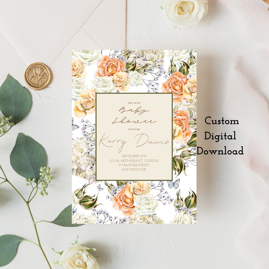 Personalized Baby Shower Invitation, Digital Invite, Fall Baby Shower ...