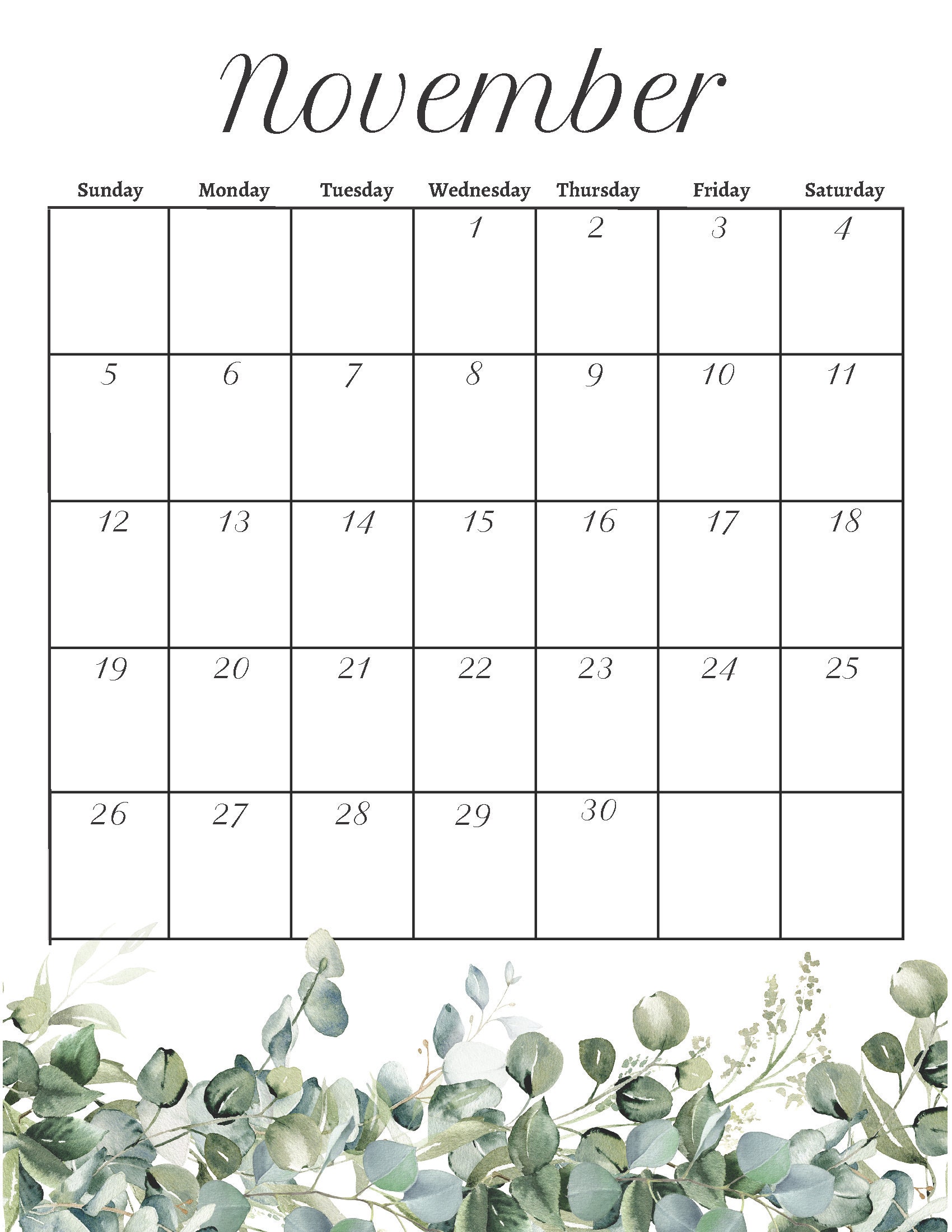 2023 Greenery Calendar | Yearly Calendar Printable | Greenery Printable ...