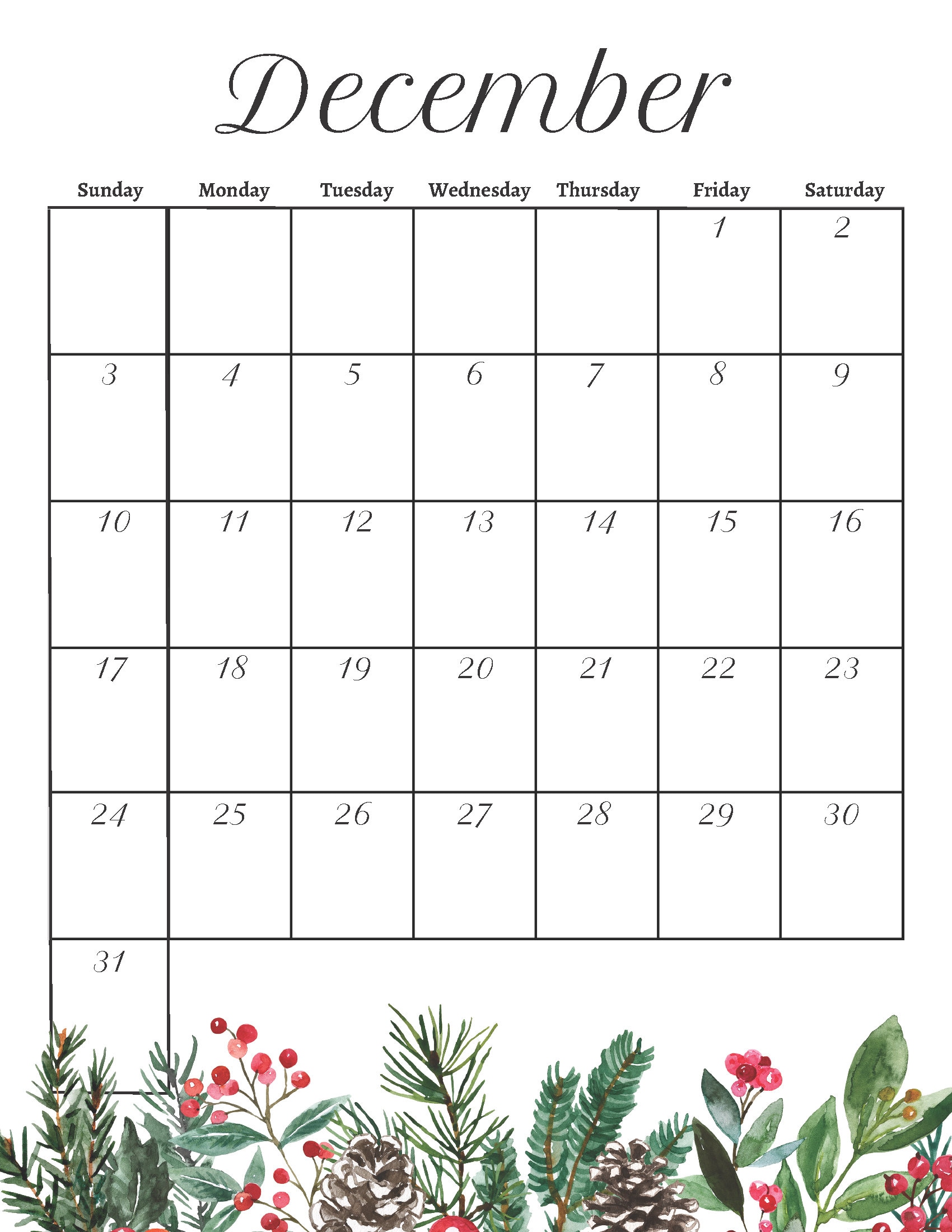 2023 Greenery Calendar | Yearly Calendar Printable | Greenery Printable ...