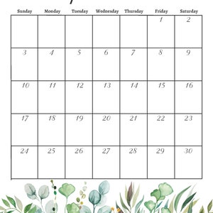 2023 Greenery Calendar | Yearly Calendar Printable | Greenery Printable ...