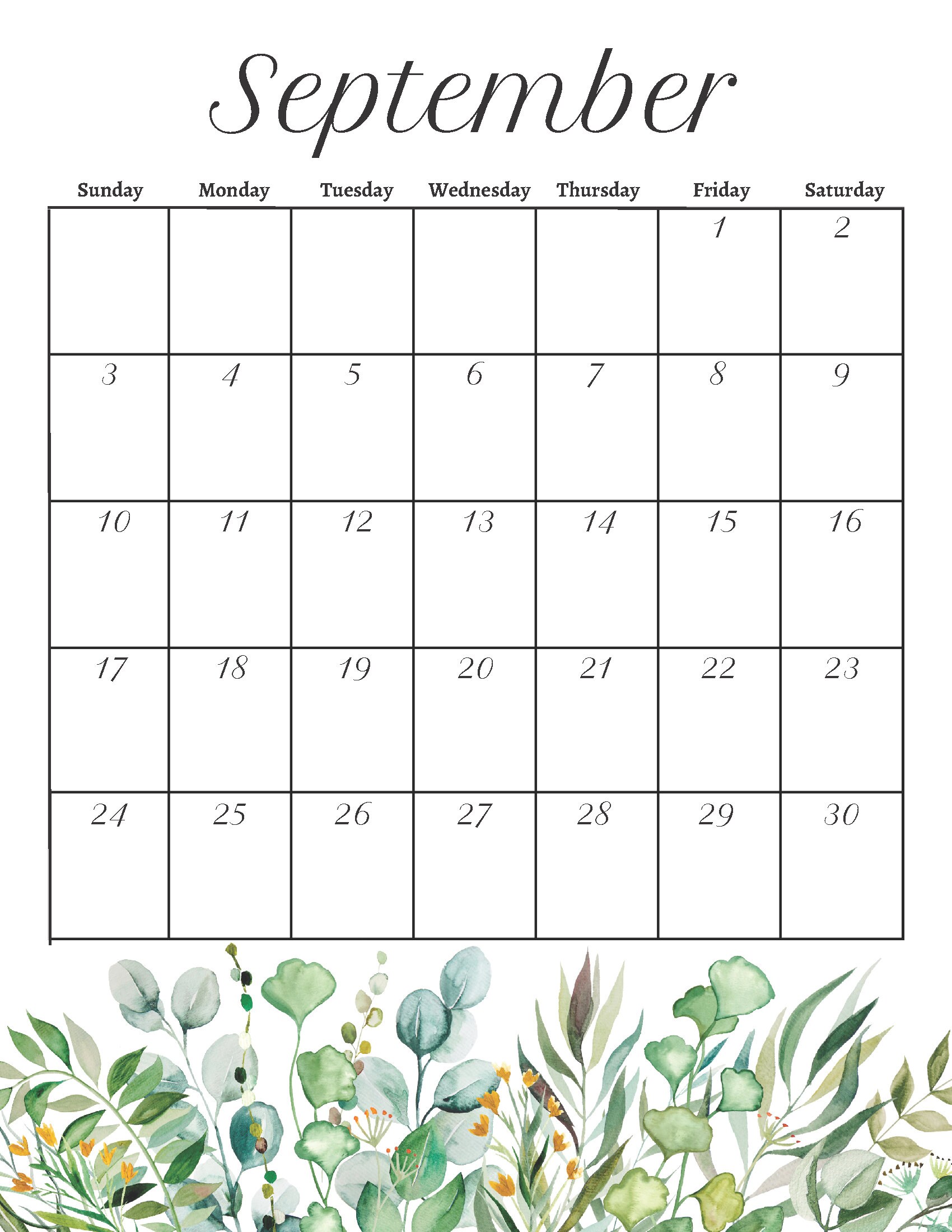 2023 Greenery Calendar | Yearly Calendar Printable | Greenery Printable ...