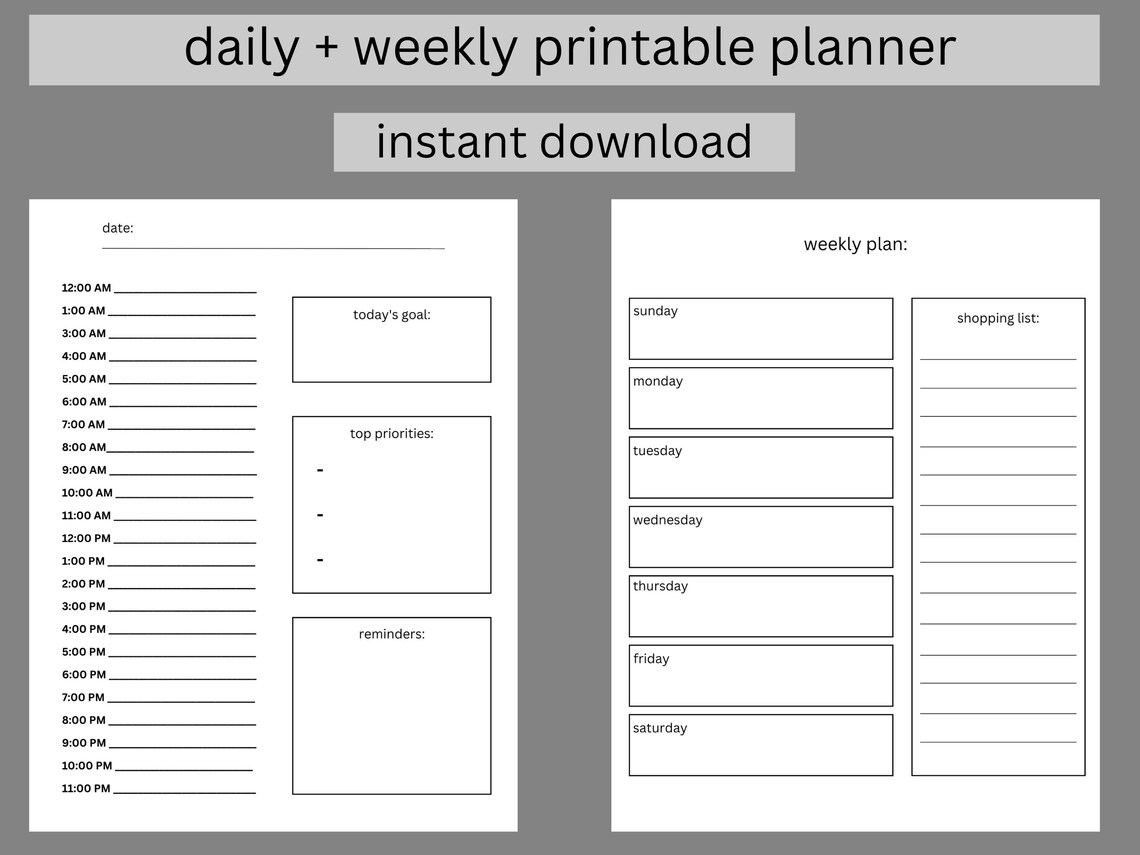 Daily Planner Printable Minimal | Weekly Planner Printable | Floral ...