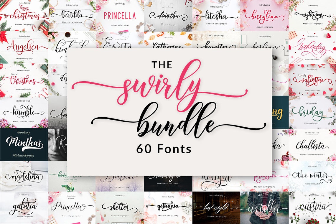 The Swirly Fonts Bundle - 60 Fonts - Etsy