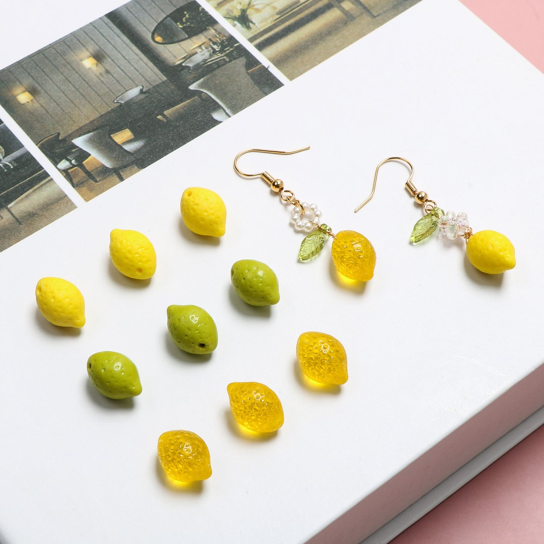 2PCS Lemon Handmade Lampwork Beads,glass Lemons, Matched Earring Pair ...