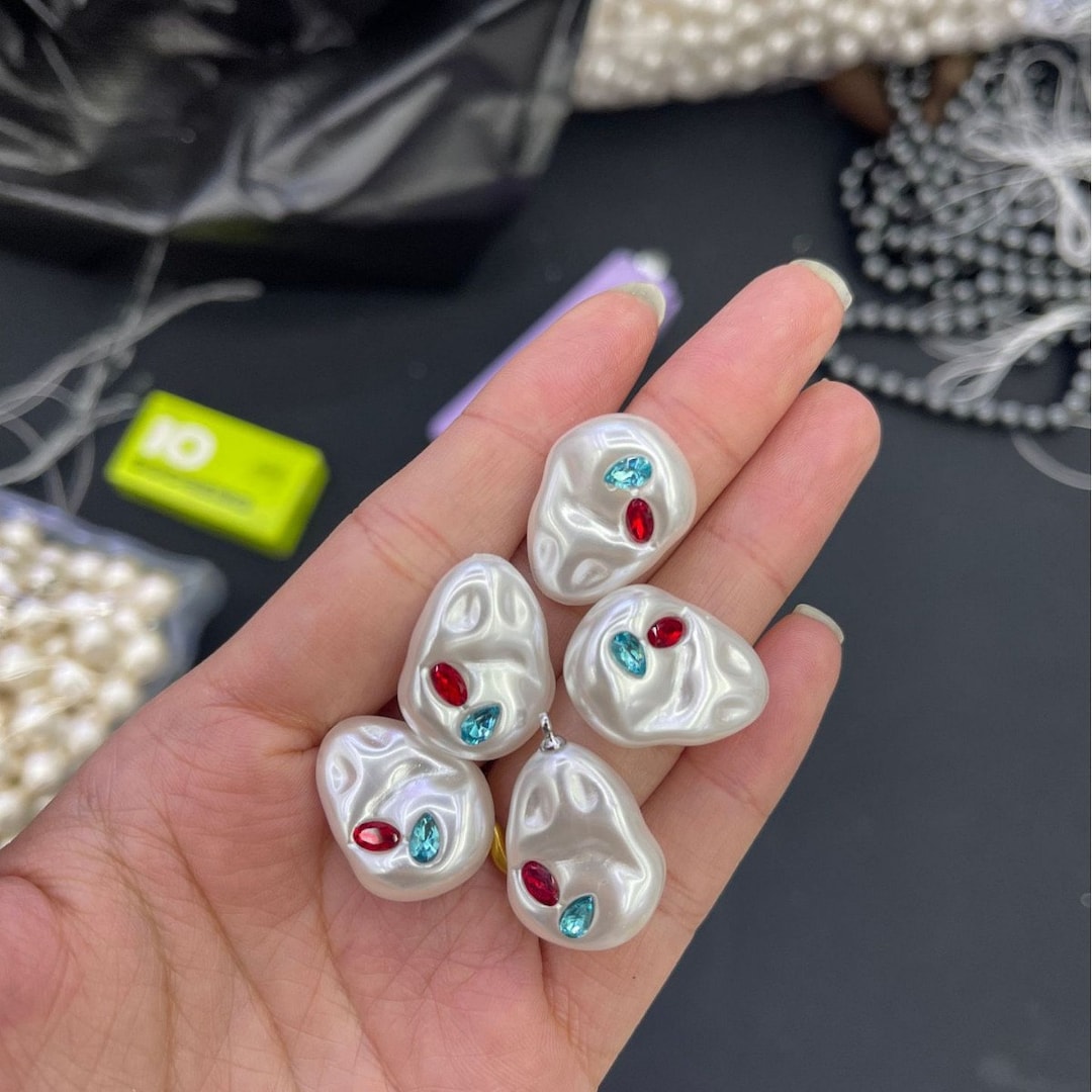 Baroque Pearl, Pearl Inlaid Color Cz Gemstone Diy Beads Pearl Charm ...