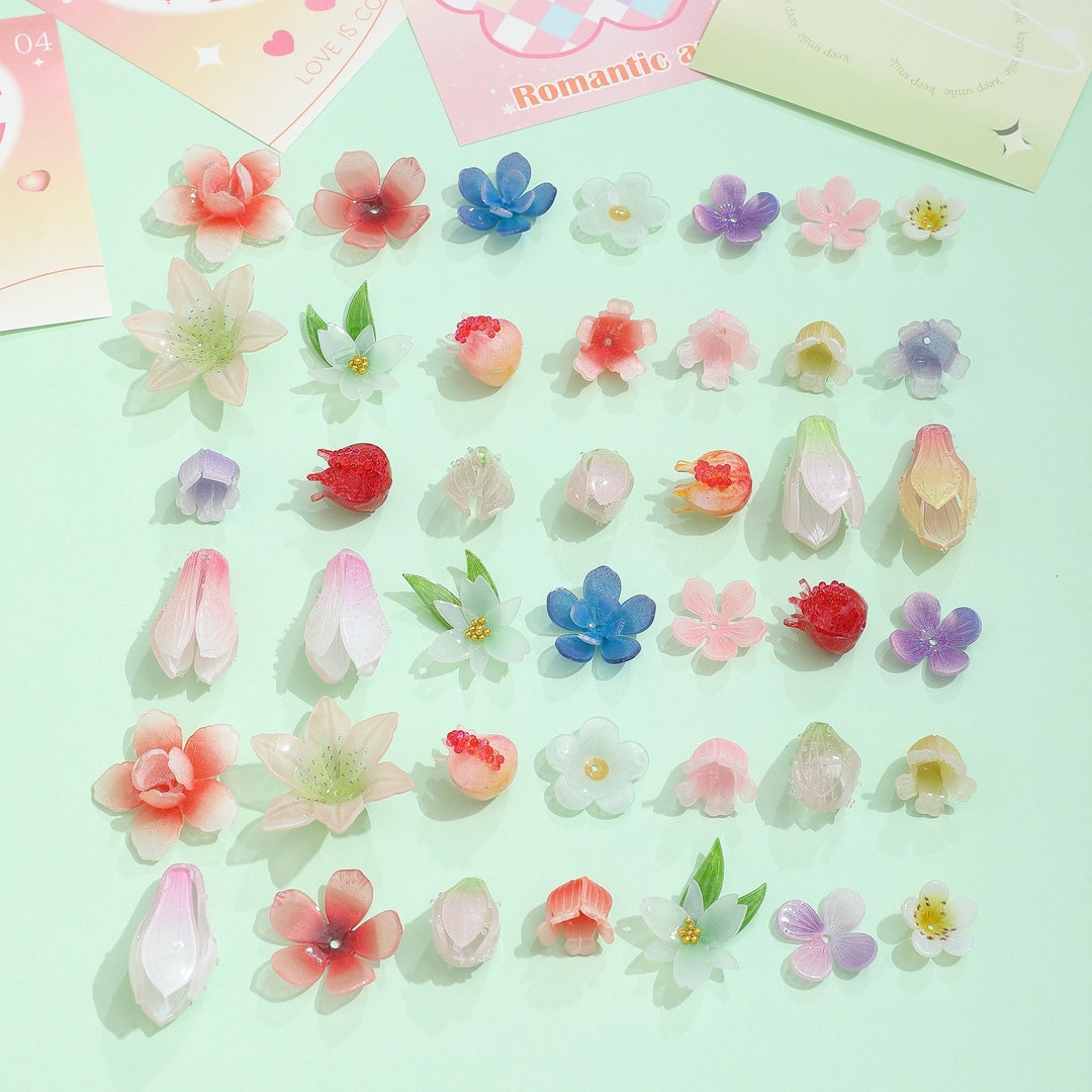 Acrylic Flower Charms , Flower Beads. Earring Flower Beads. Jewelry ...