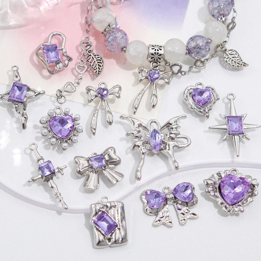 Silver Pendant Charms, Purple Trendy Jewelry, Punk Style,handmade ...