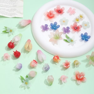 Acrylic Flower Charms , Flower Beads. Earring Flower Beads. Jewelry ...