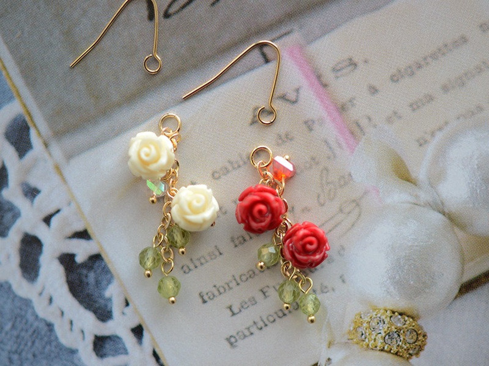 Rose Tassel Charm ,flower Jewelry,flower Pendant Necklace Earring ...