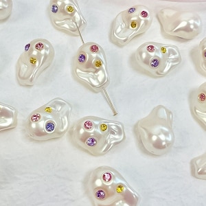 Baroque Pearl, Colorful Similated Diamond CZ Stone Embed Pearl，acrylic ...