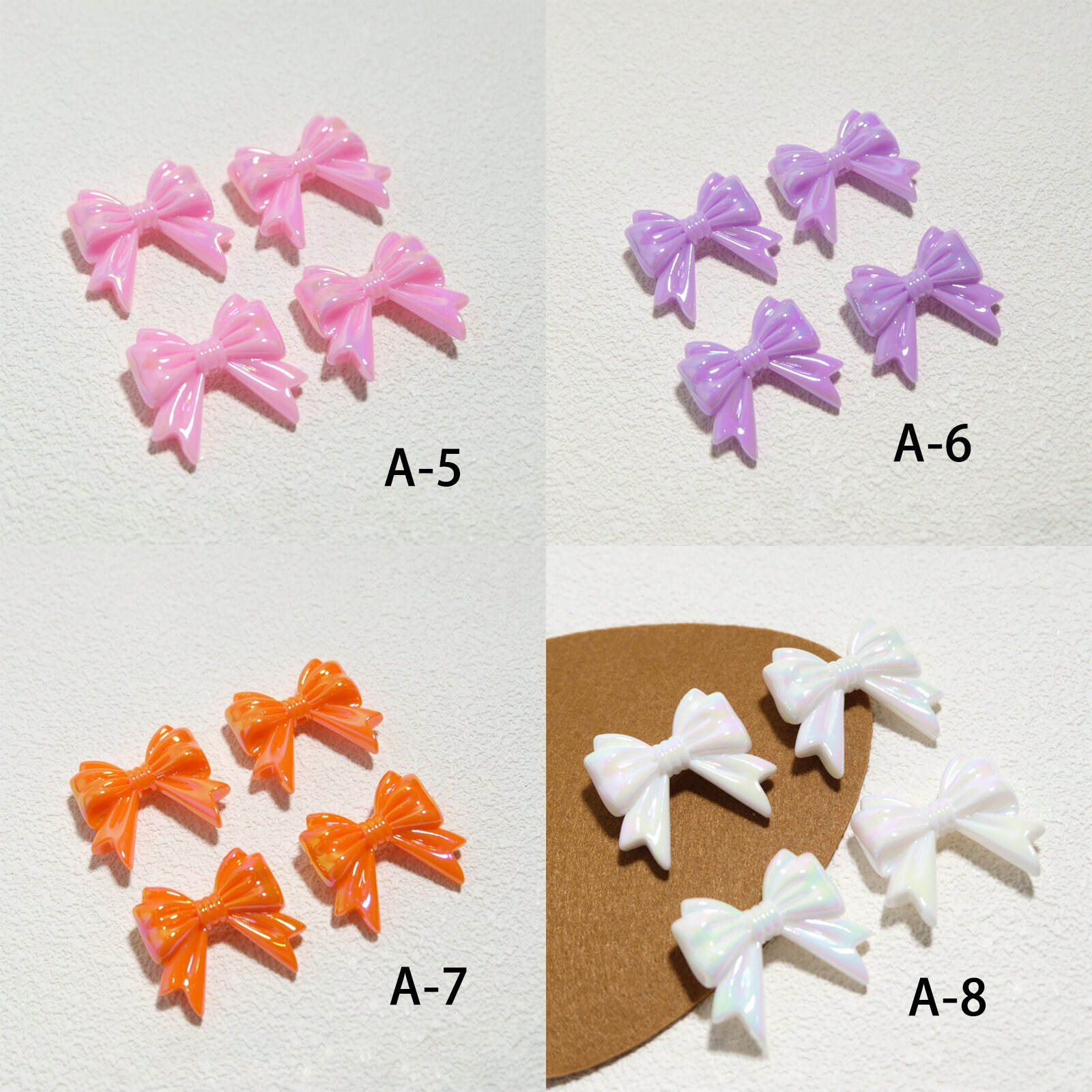 30 Colors Acrylic Bow Beads ~ Multicolor Rainbow Kawaii Plastic Bowknot ...