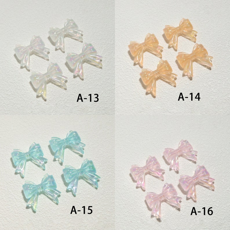 30 Colors Acrylic Bow Beads ~ Multicolor Rainbow Kawaii Plastic Bowknot ...