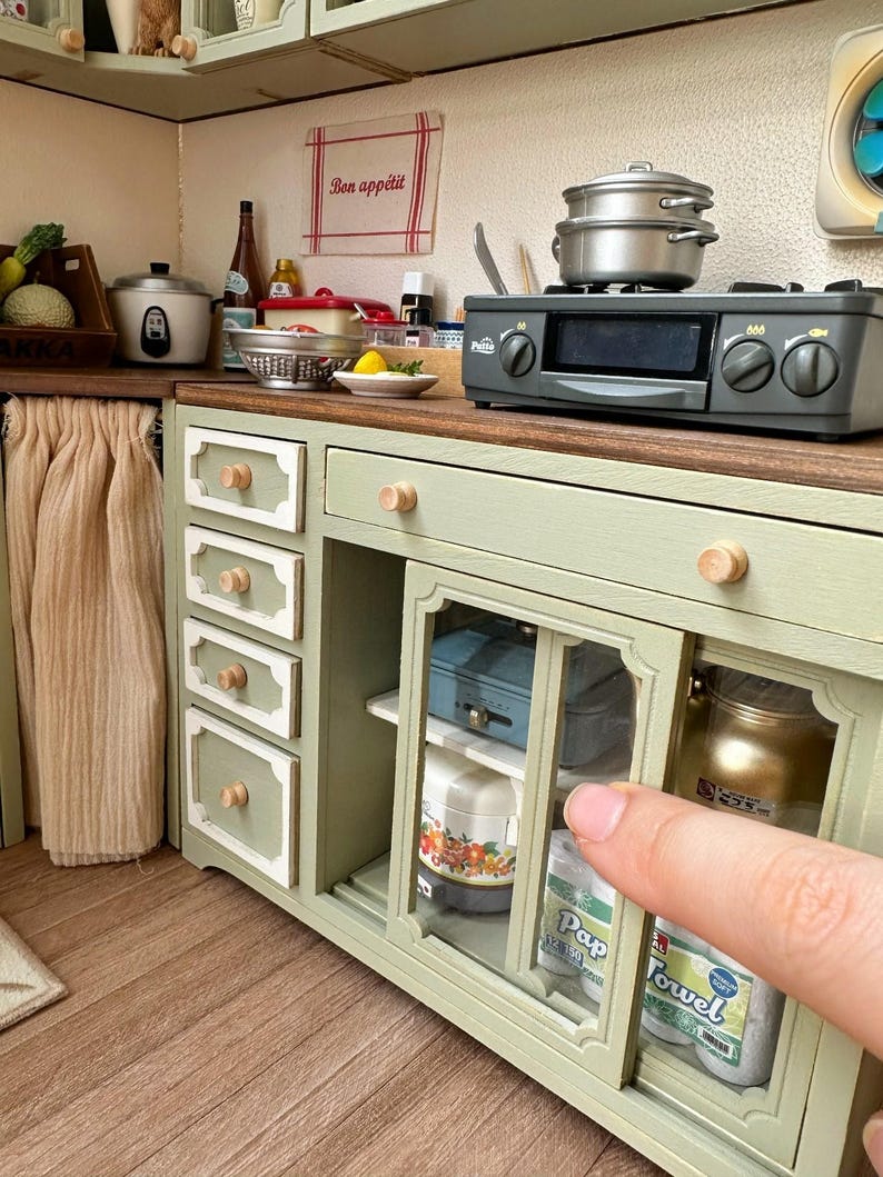 Dollhouse Miniature Kitchen Cabinets - Unfinished1/6 & 1/12 Scale ...