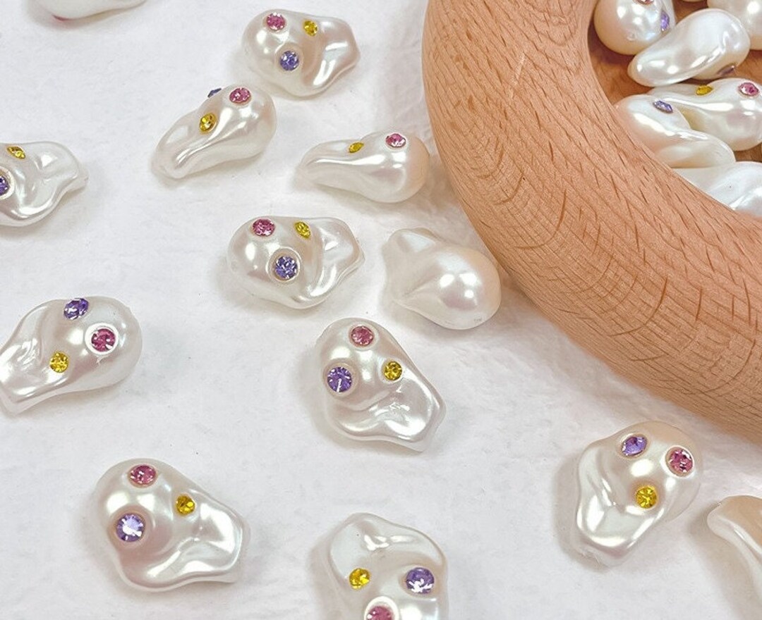 Baroque Pearl, Colorful Similated Diamond CZ Stone Embed Pearl，acrylic ...