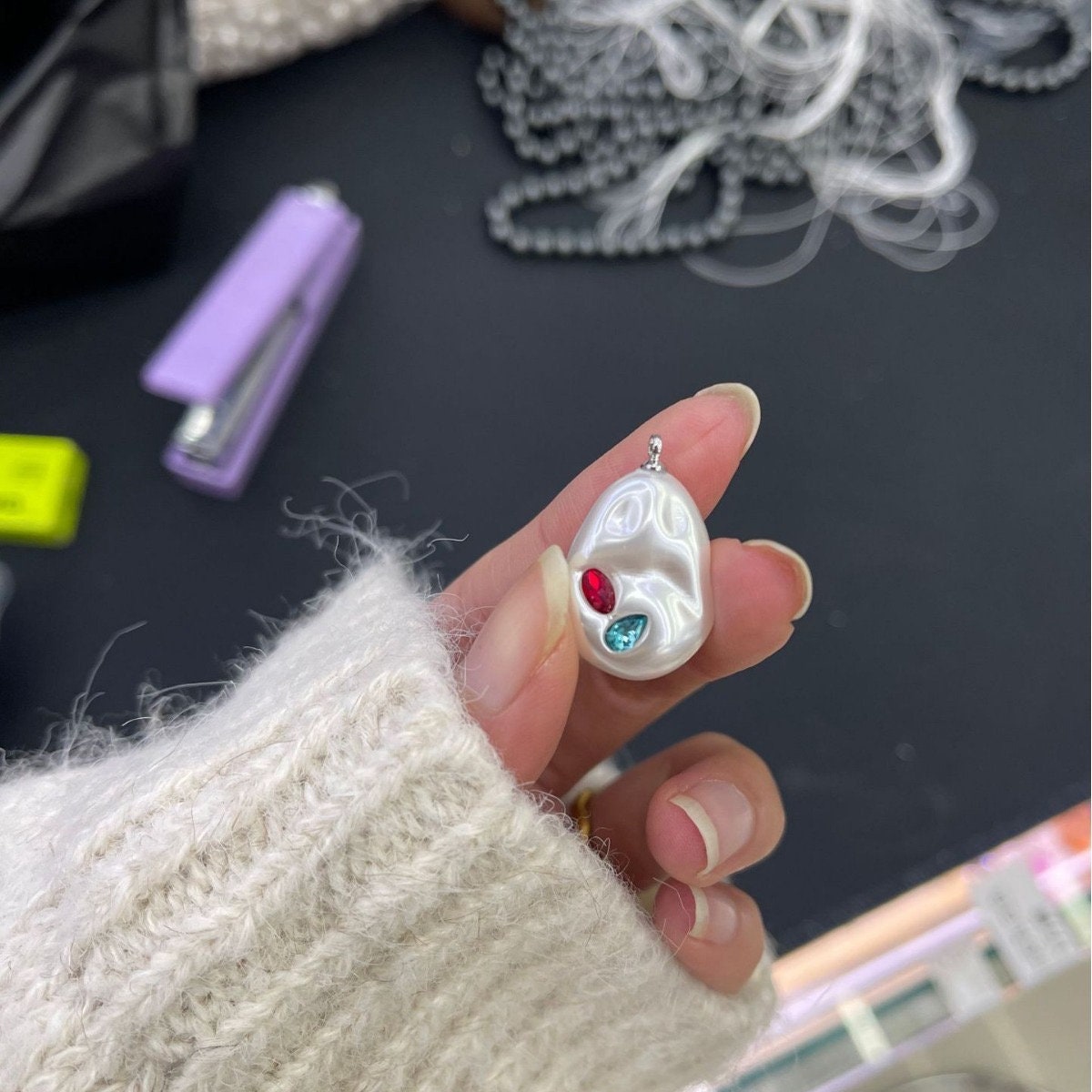 Baroque Pearl, Pearl Inlaid Color Cz Gemstone Diy Beads Pearl Charm ...