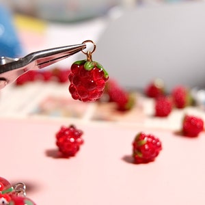 2pcs Raspberry Charms Resin Fruit Jewelry Charms 3D Grape Pendant DIY ...