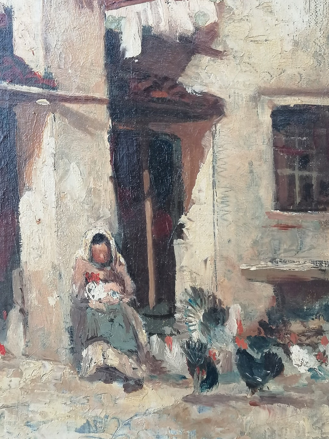 Oilpainting Courtyard Unknown Painter - Etsy