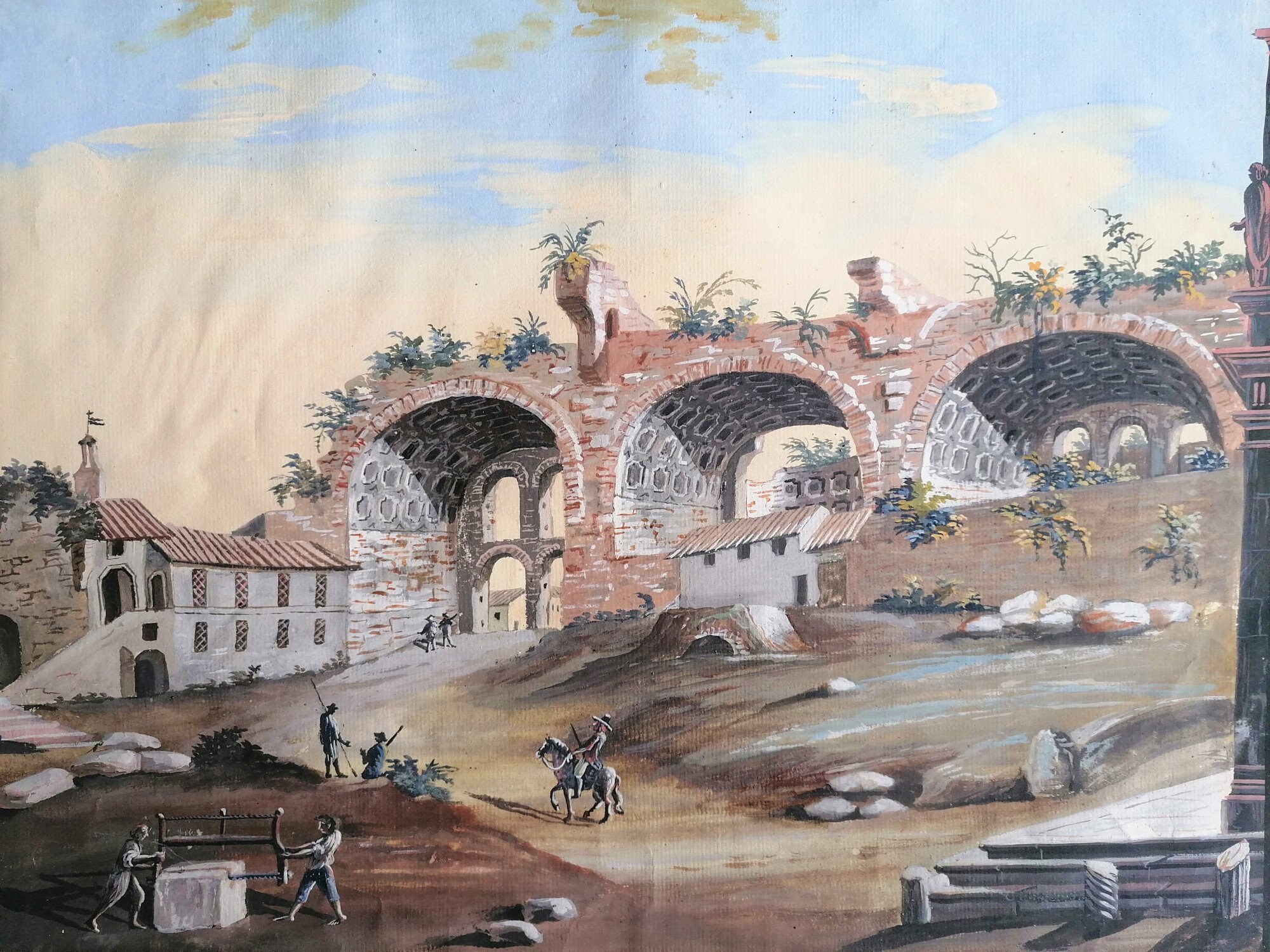 Italian Antique Viaduct Scene Signed Giampede Free Shipping Included - Etsy