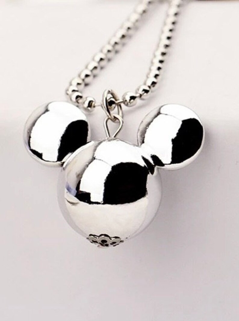 Big Mickey Mouse Necklace Silver Style Ball Chain - Etsy
