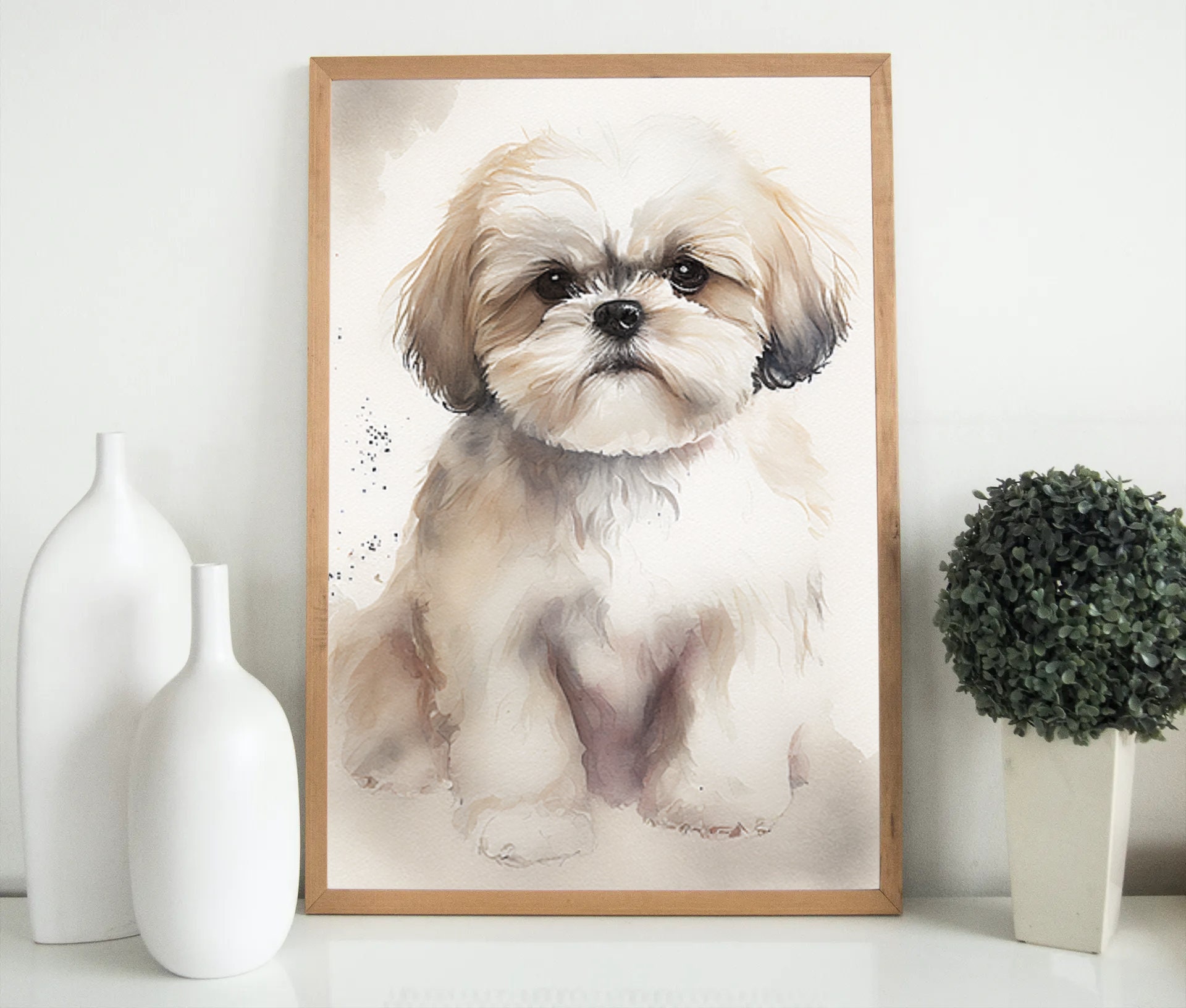 Shih Tzu Watercolor Painting Digital Art Shih Tzu Digital - Etsy