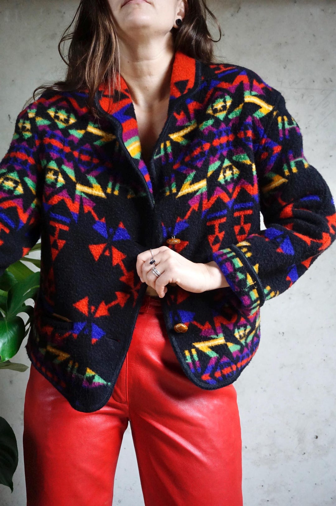 Vintage Wool Blazer/jacket 80s Western Style M - Etsy