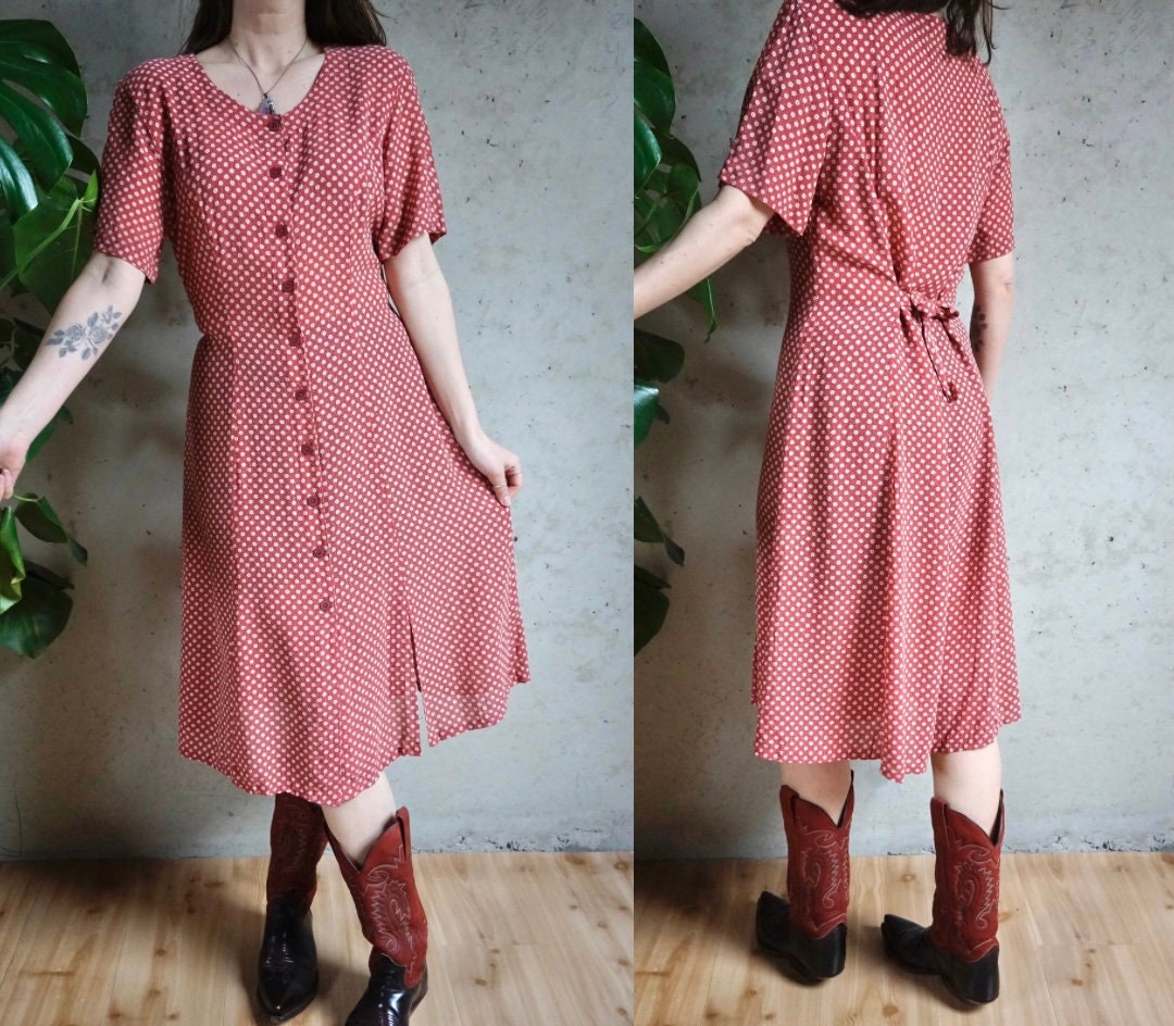Vintage French Style 90s Dress Polkadot M - Etsy