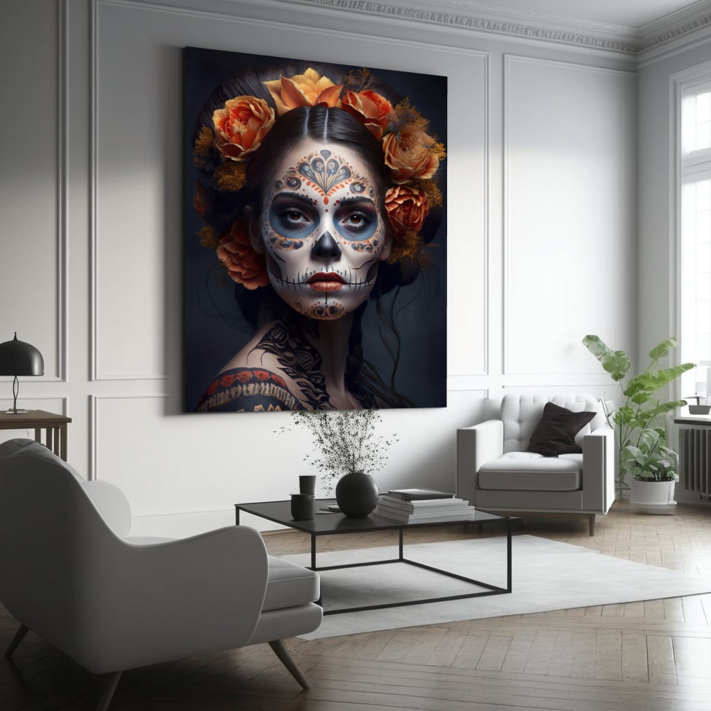 Dia De Los Muertos Wall-art Skull Girl Instant Download Gift Idea Gift ...