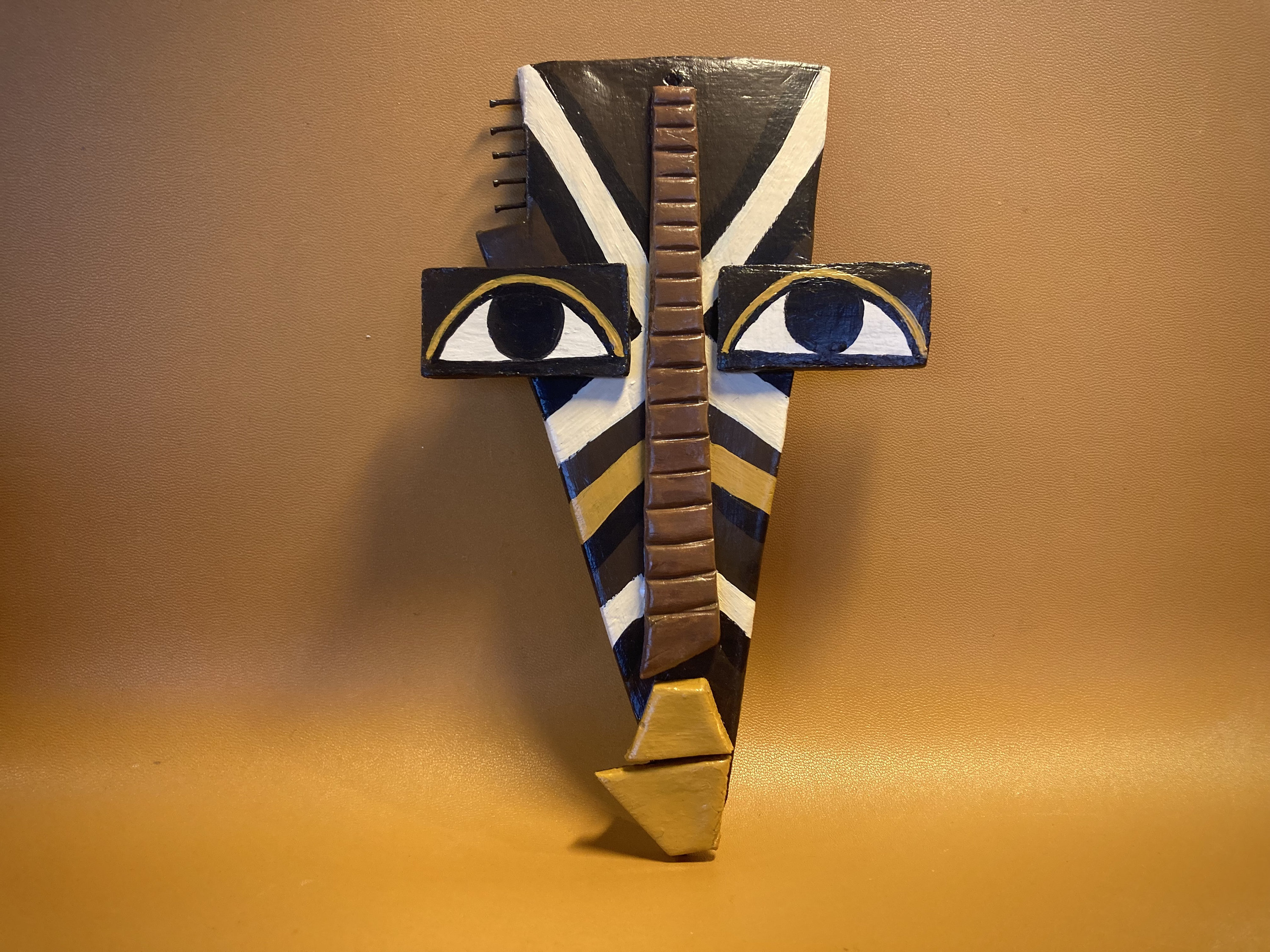 Abstract African Cubism Wall Mask, Colorful Living-room Decor, Handmade ...
