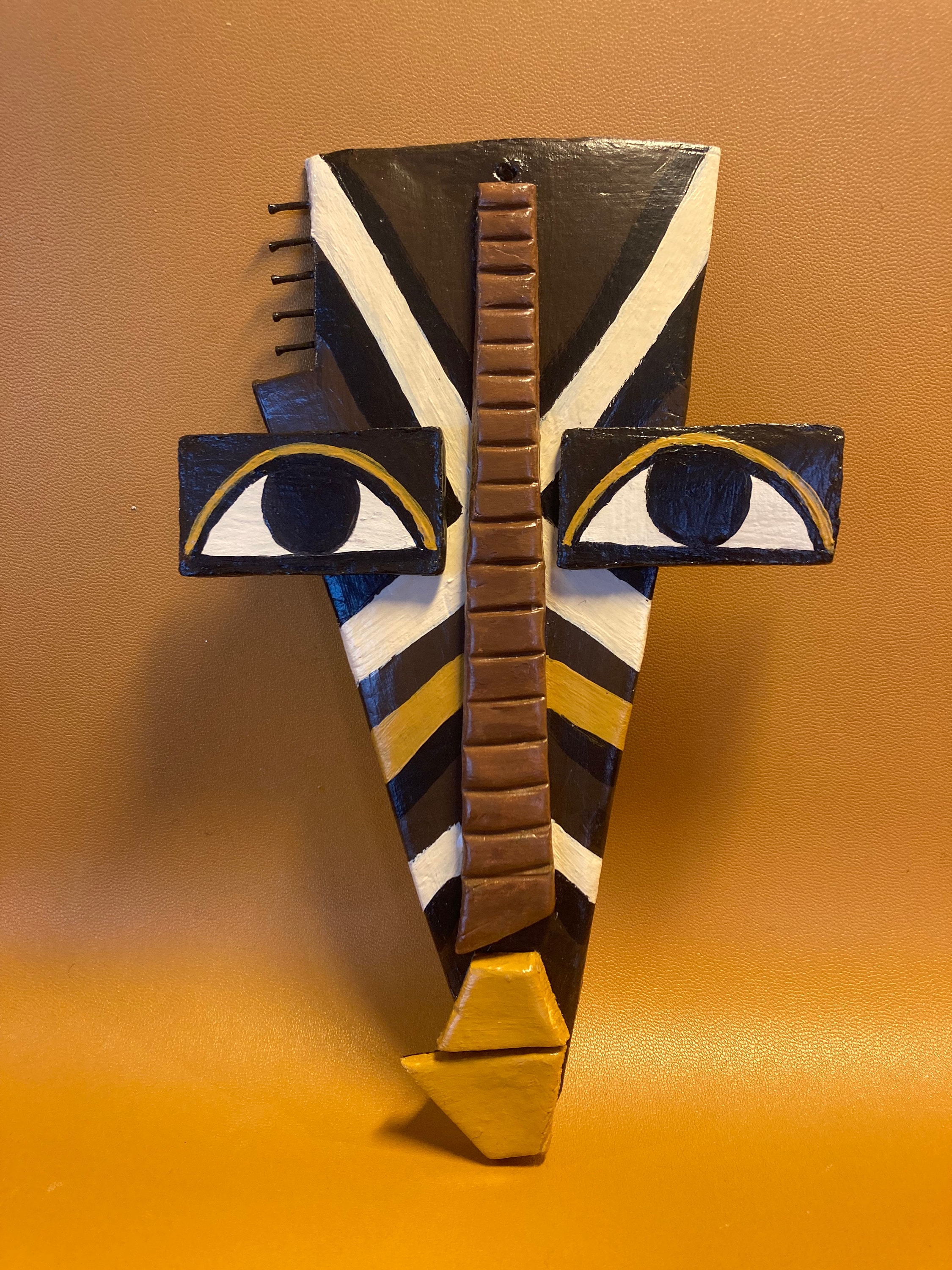 Abstract African Cubism Wall Mask, Colorful Living-room Decor, Handmade ...