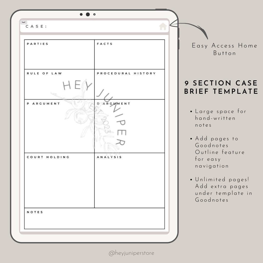 Law School Case Brief Notebook - INSTANT DIGITAL DOWNLOAD - Etsy
