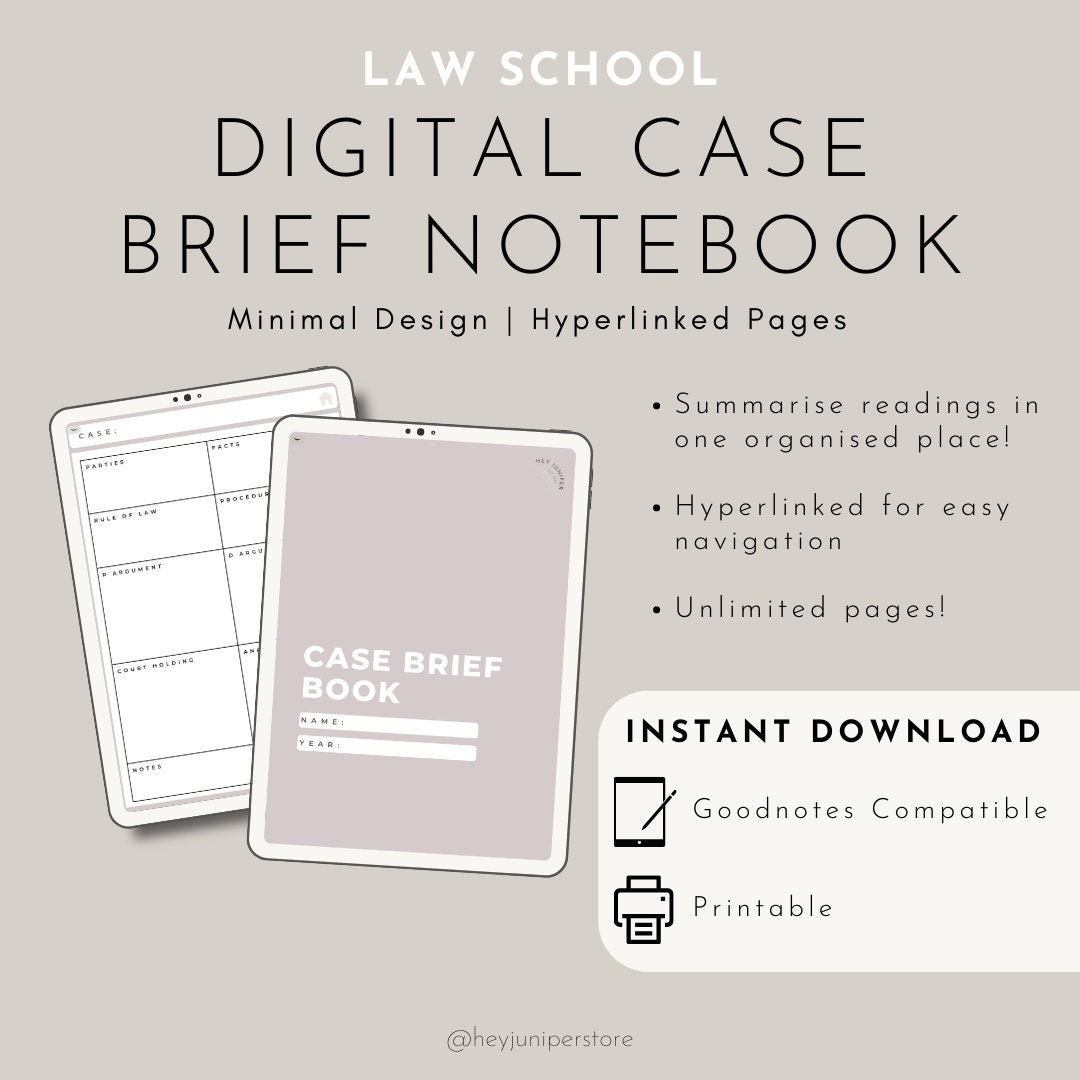 Law School Case Brief Notebook - INSTANT DIGITAL DOWNLOAD - Etsy