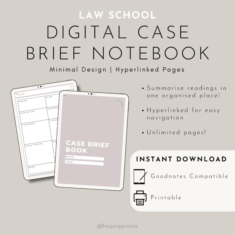 Law School Case Brief Notebook - INSTANT DIGITAL DOWNLOAD - Etsy