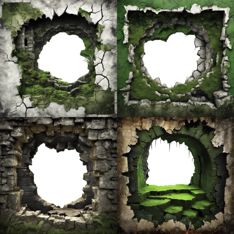 Breakthrough Wall Crack 3D Effect Border Frame Rock Cave Entrance Hole ...