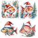 Christmas Fish Clipart PNG Fish in Christmas Hat Clipart Nautical ...