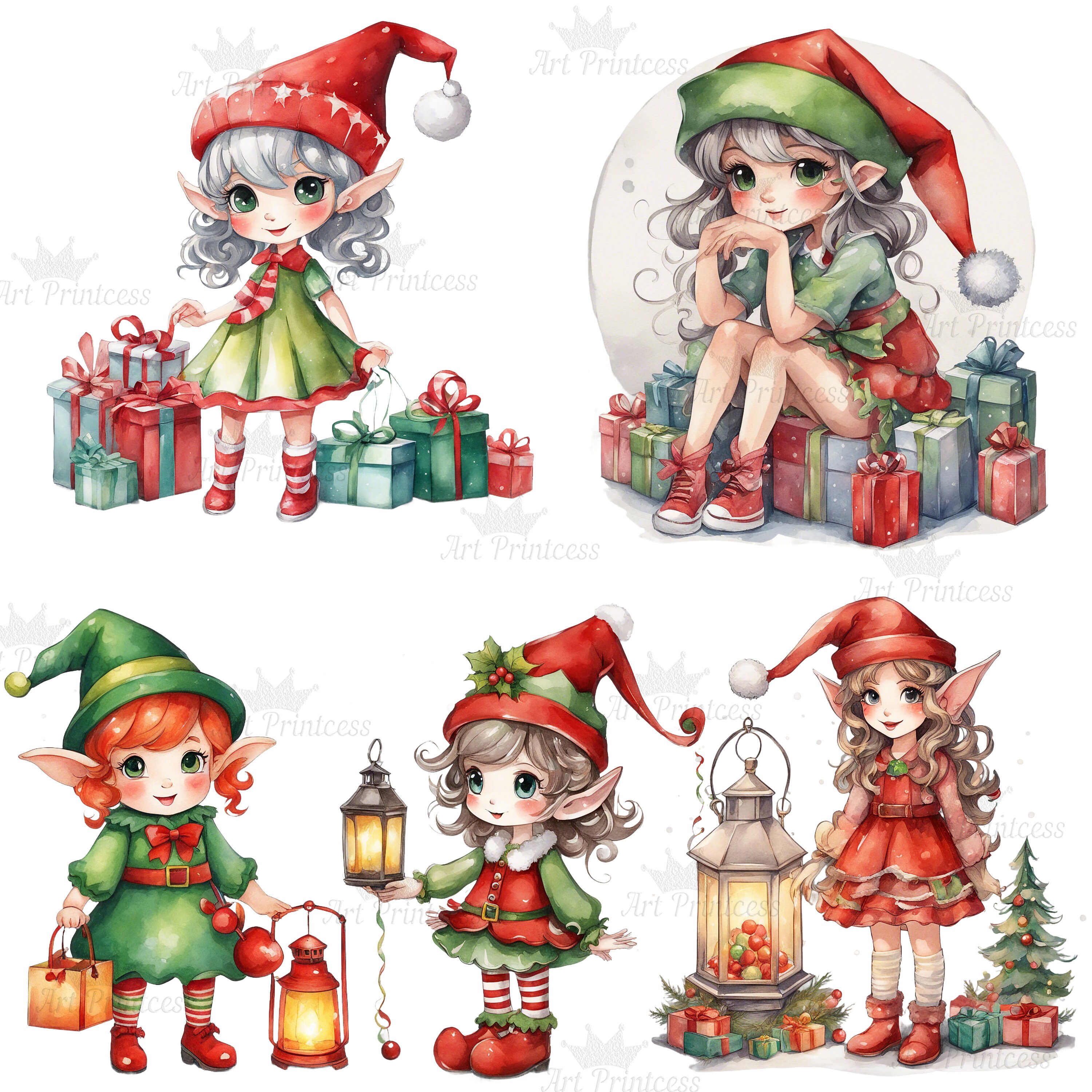 40 Christmas Elf Girls Clipart Bundle Christmas Elves PNG Cute ...