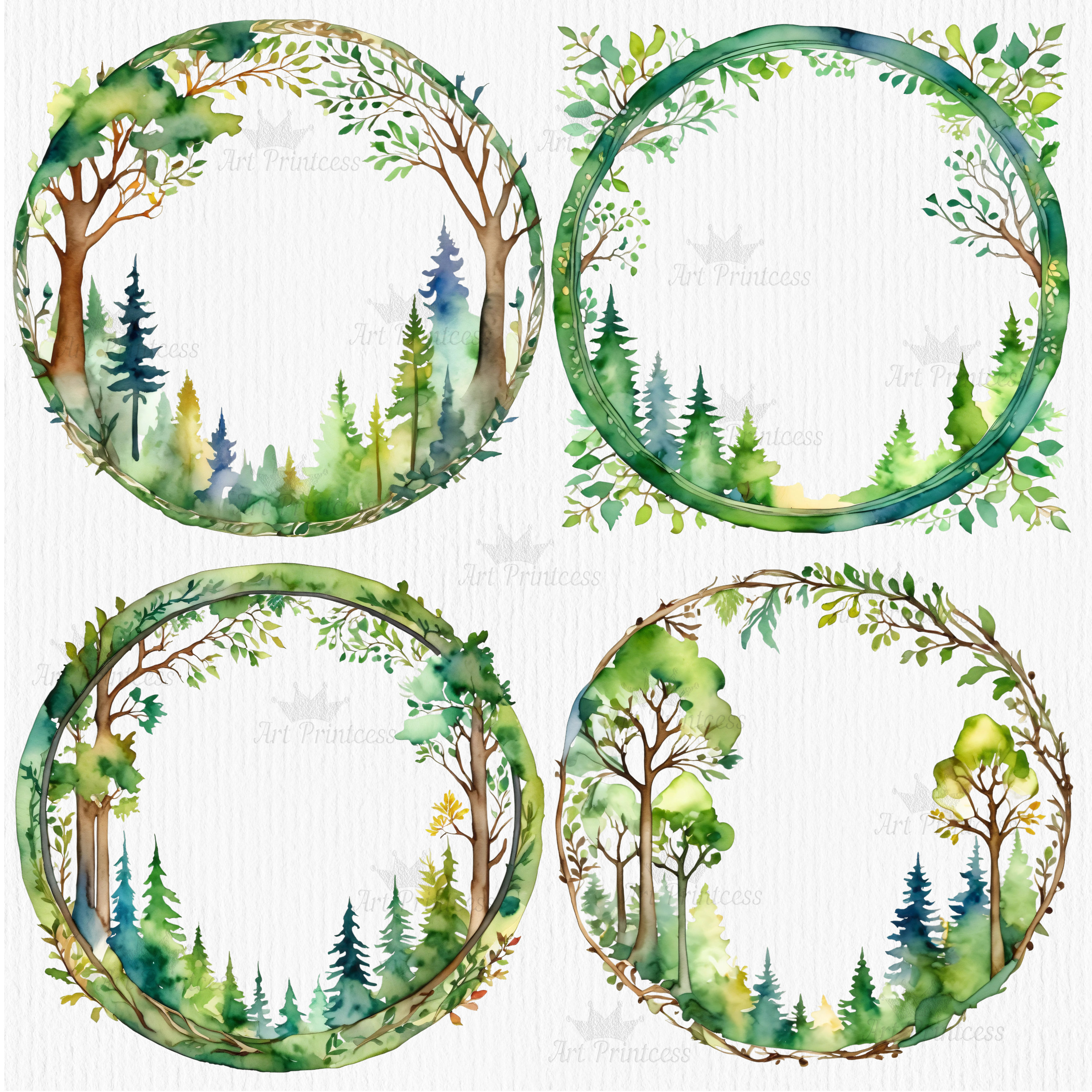 Watercolor Forest Frame Clipart Digital Paper Crafts Frame Border ...