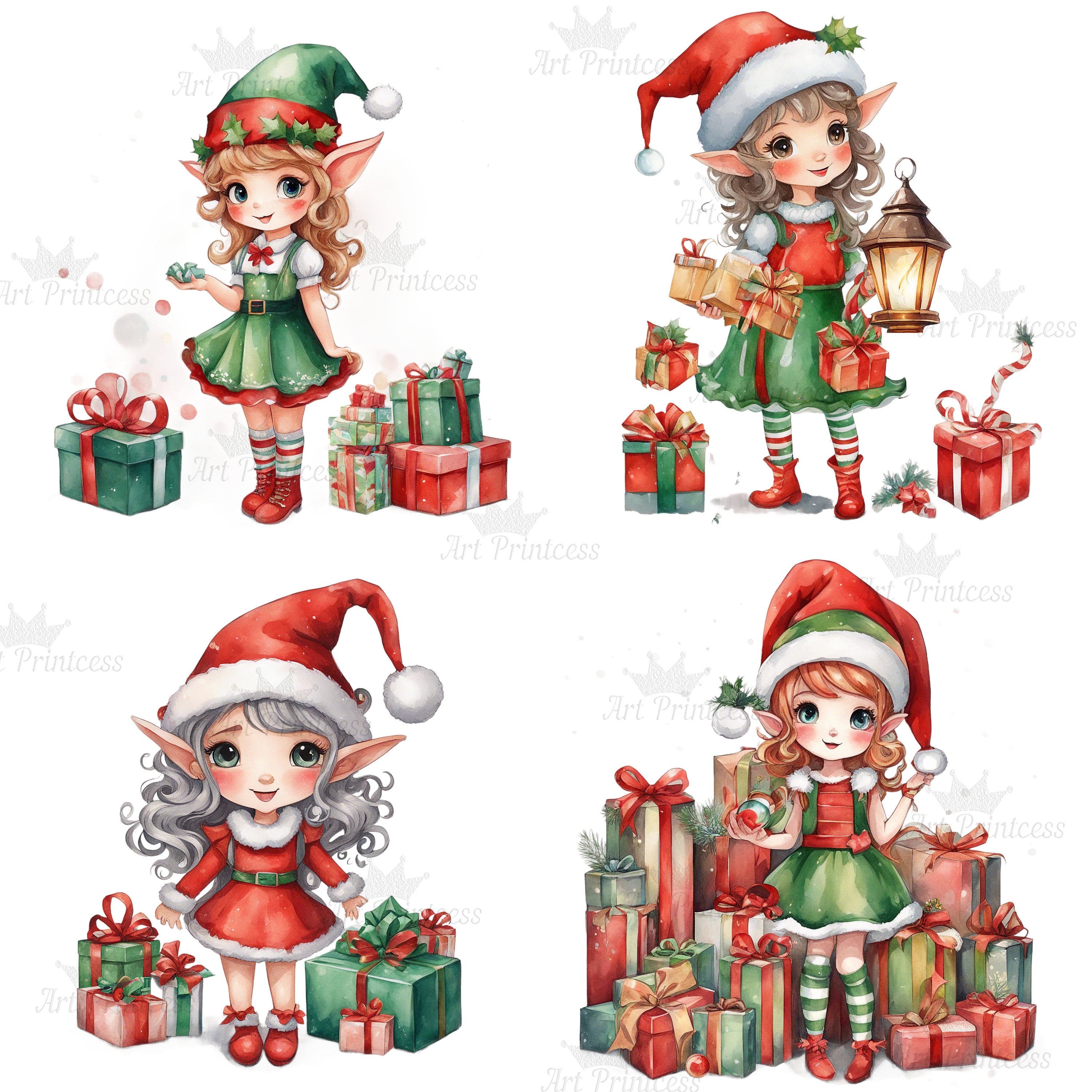 40 Christmas Elf Girls Clipart Bundle Christmas Elves PNG Cute ...