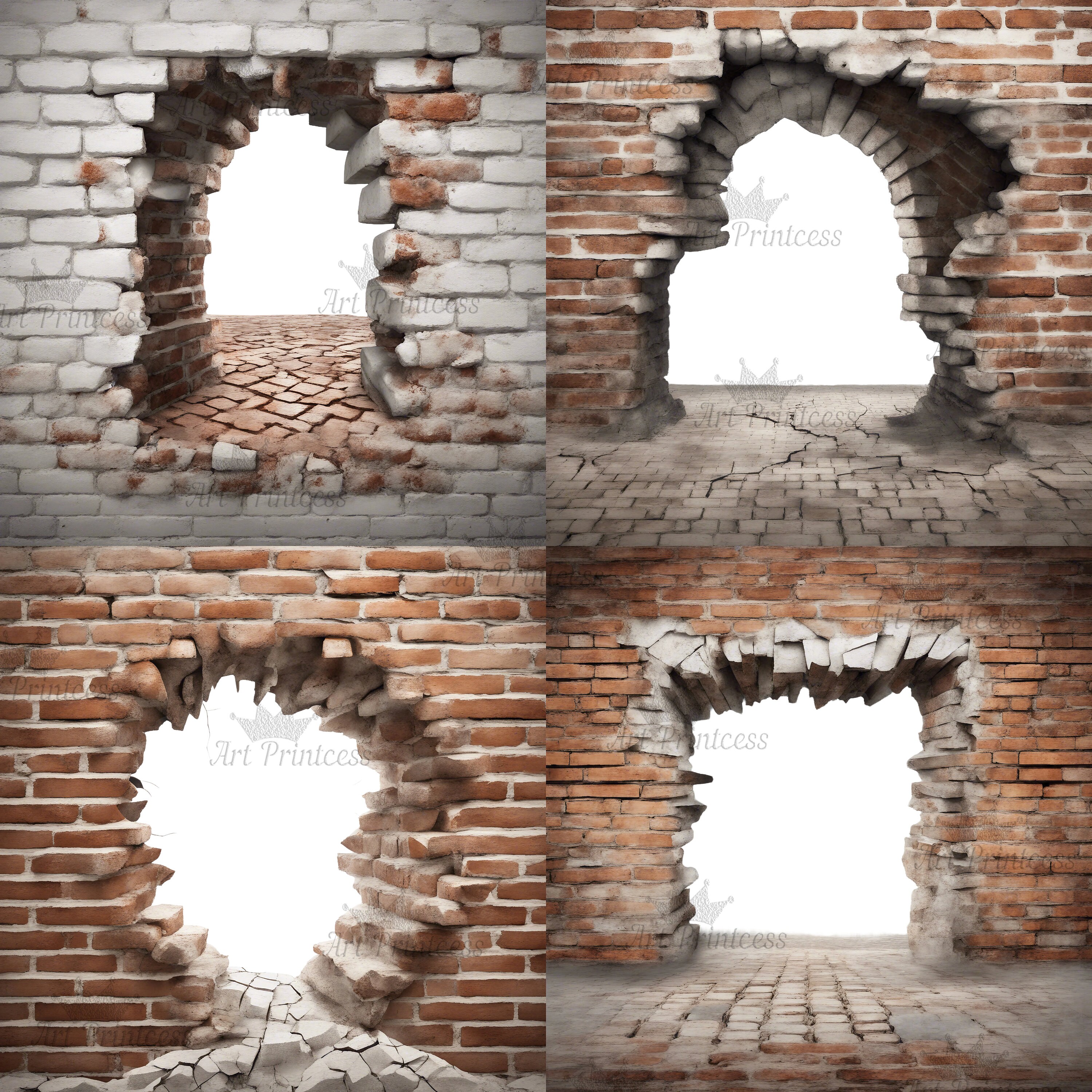 Cracked Brick Wall 3D Entrance Effect Border Frame PNG Clipart Old ...