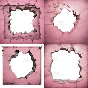 Grunge Wall Crack Hole 3d Effect Border Frame PNG Cracked Breakthrough ...