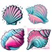 Preppy Seashell Watercolor Clipart PNG Pastel Tropical Glitter Seashell ...
