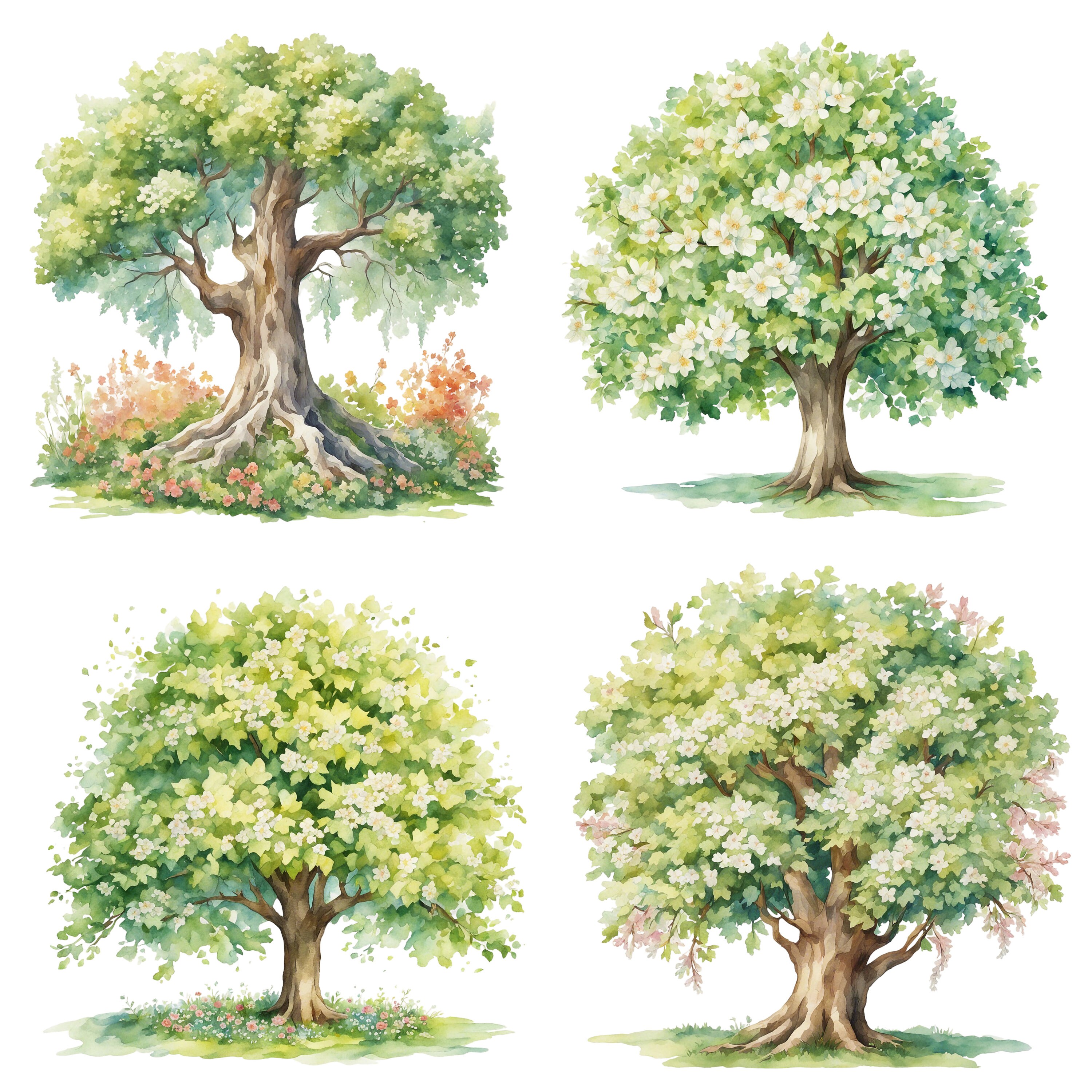Sycamore Tree Watercolor 4 Seasons Clipart PNG Sycamore Tree ...