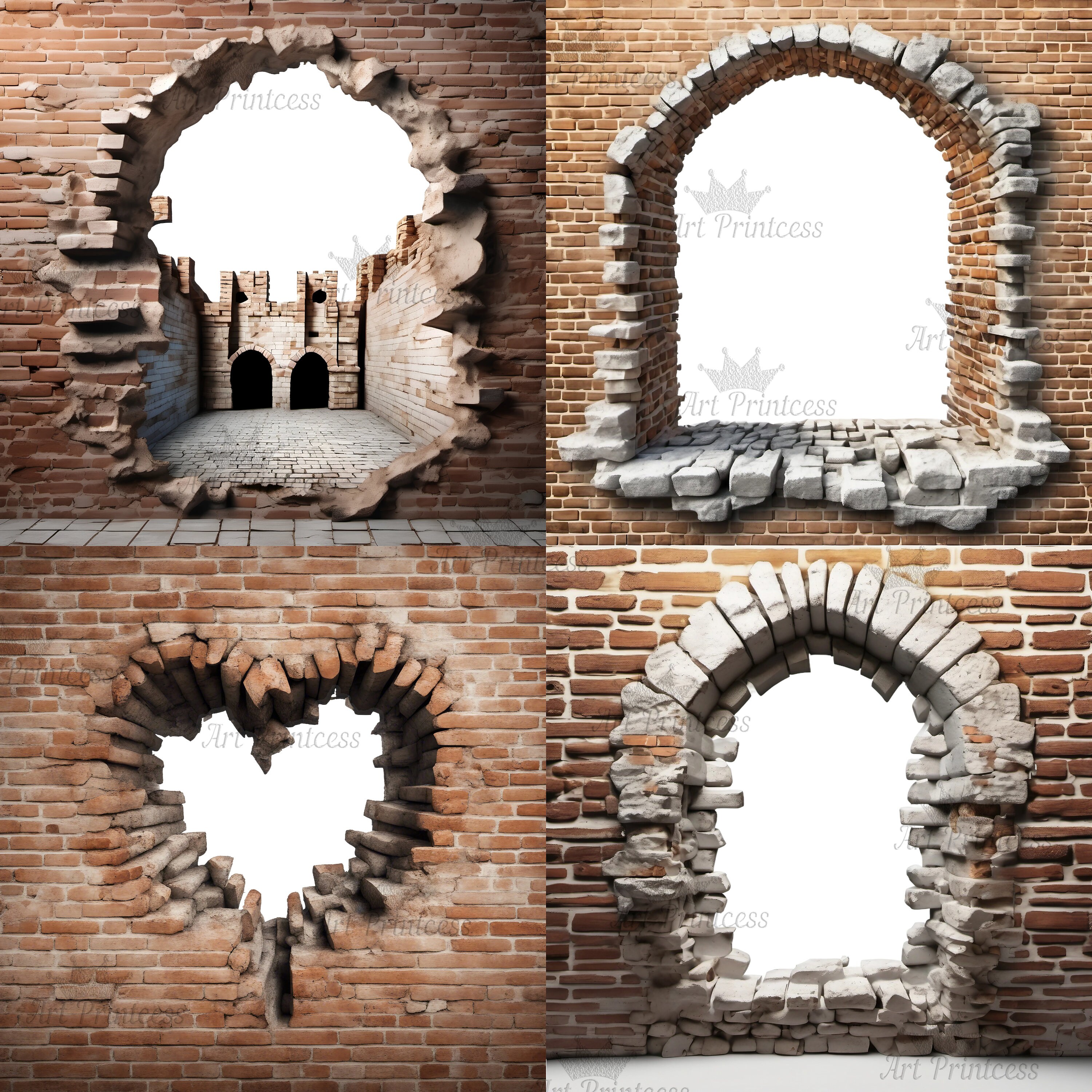 Cracked Brick Wall 3D Entrance Effect Border Frame PNG Clipart Old ...